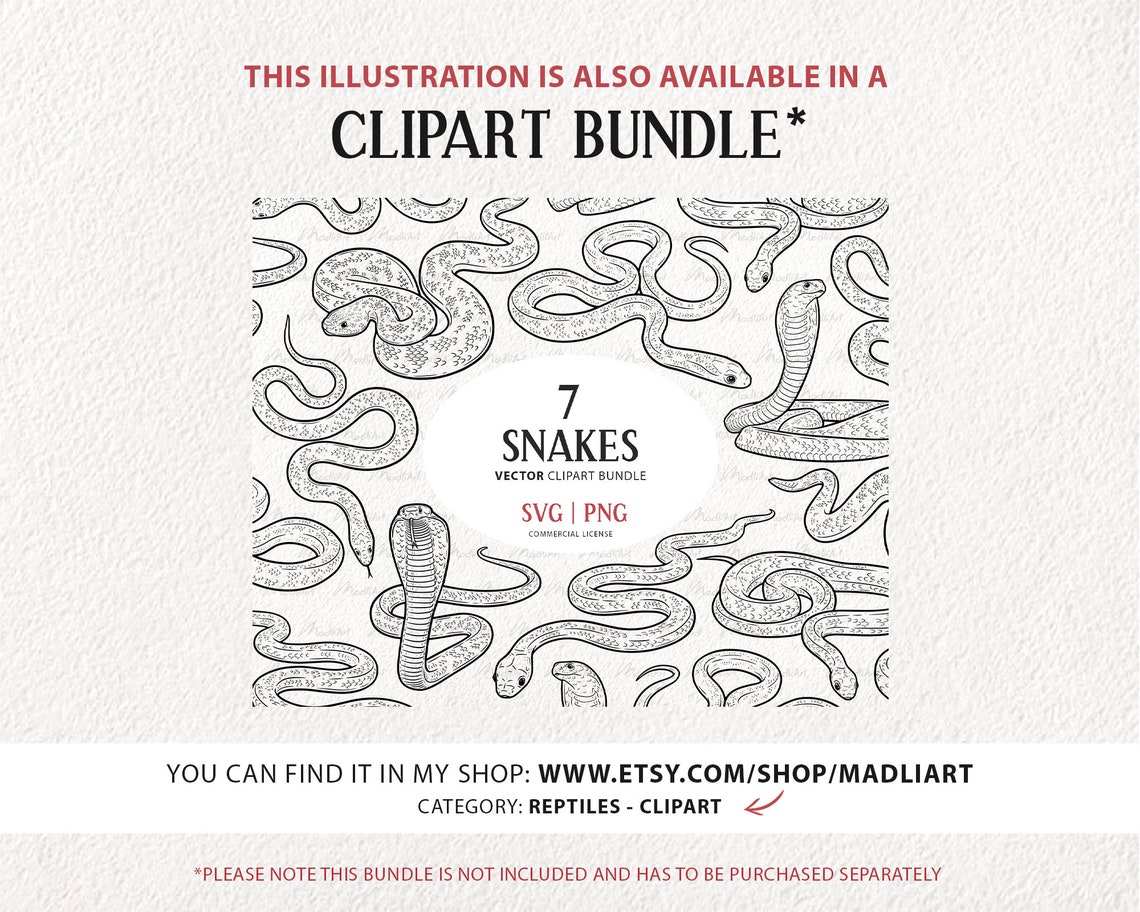 Brown Snake SVG Clipart. Snake Vector Drawing. Cobra Tattoo Design ...