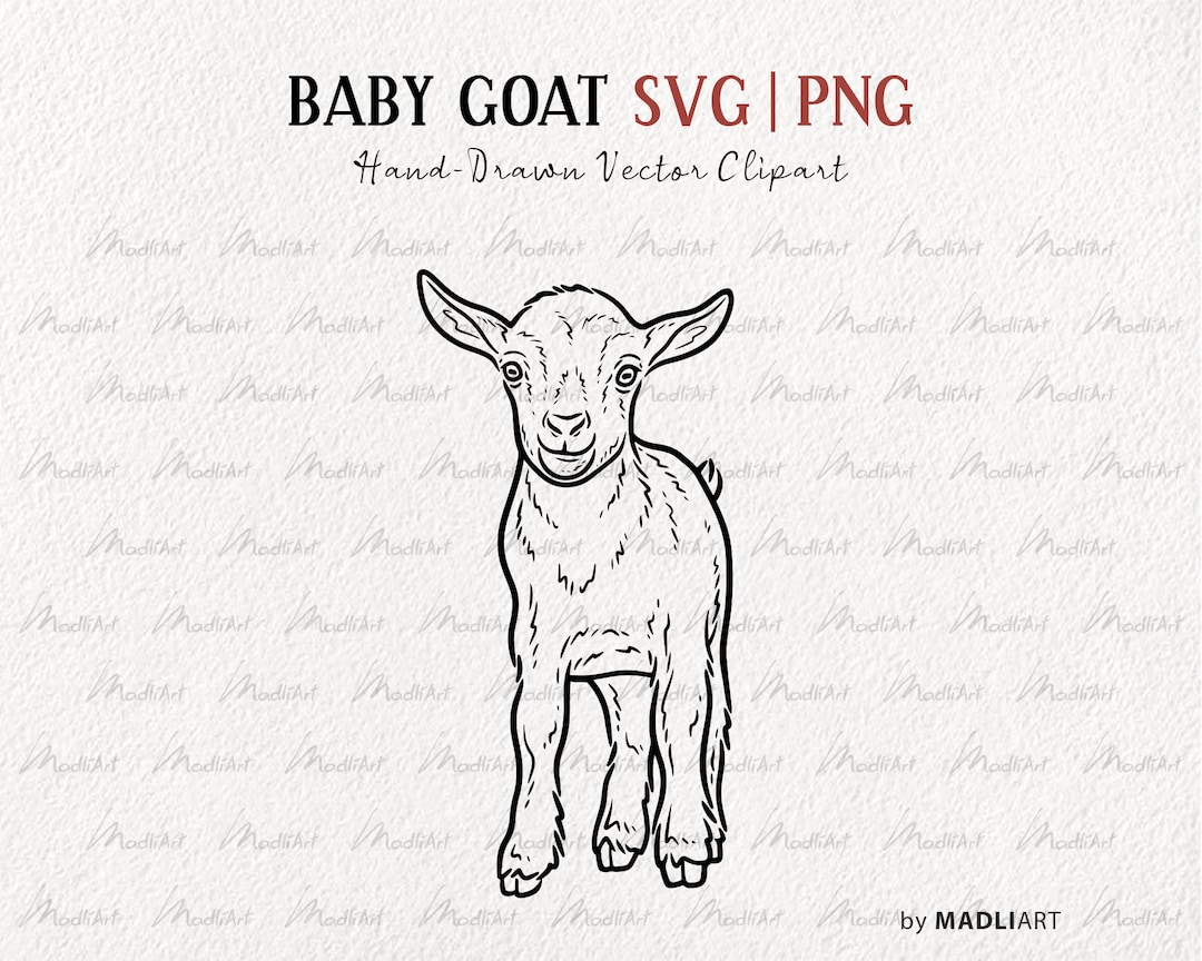 Baby Goat SVG Clipart. Goat Vector Line Art. Farm Animal Drawing. Cute ...