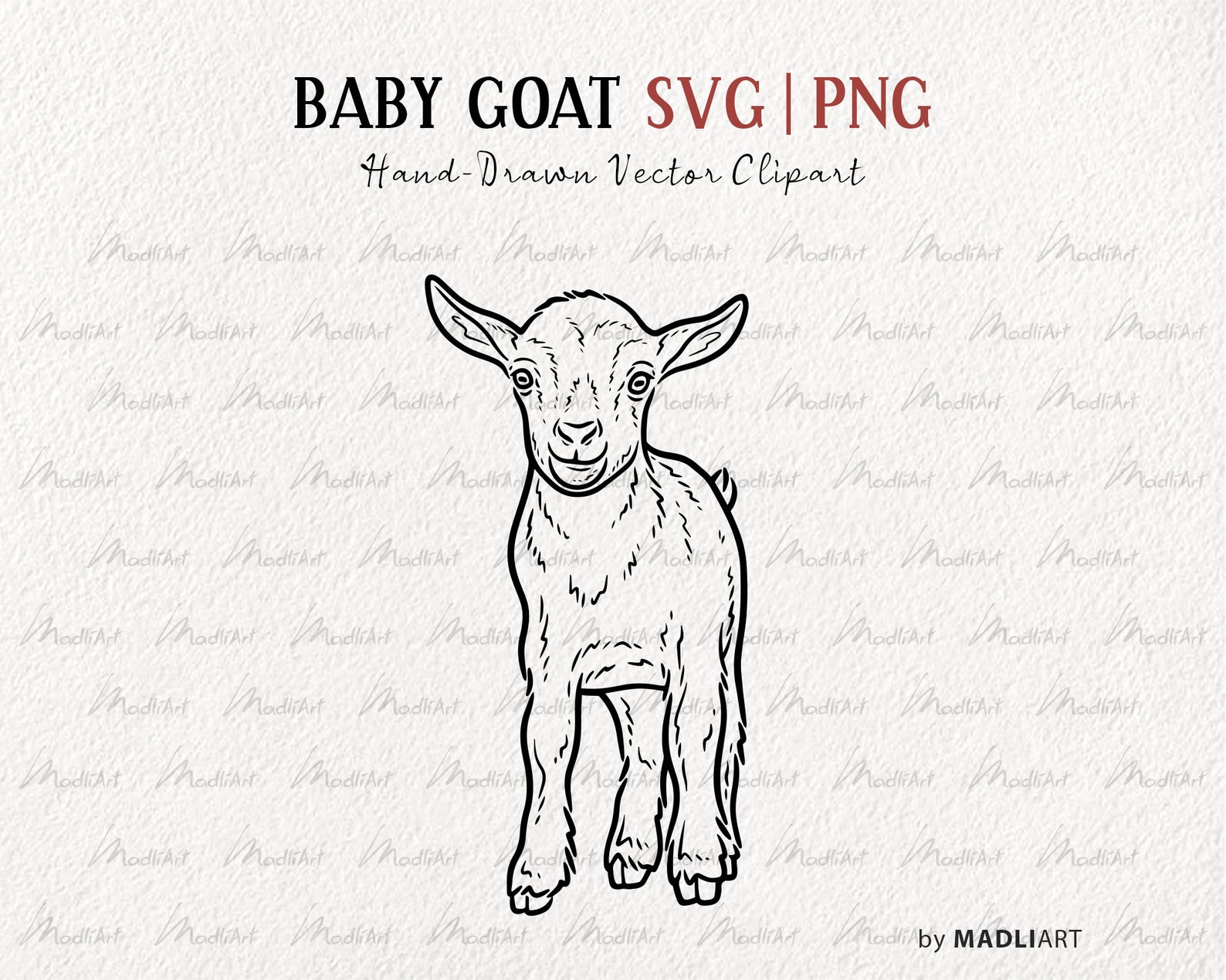 Baby Goat SVG Clipart. Goat Vector Line Art. Farm Animal Drawing. Cute ...