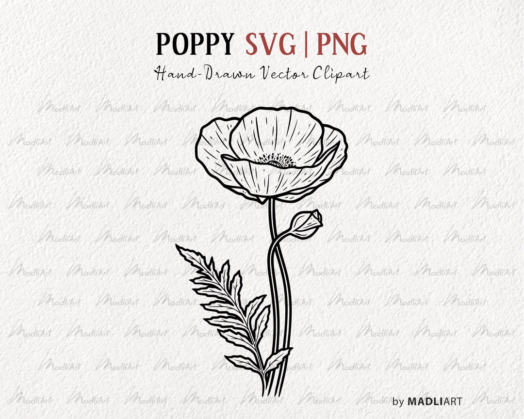 Poppy SVG Clipart. Poppy Vector Drawing. Wildflower Poppy Clipart ...