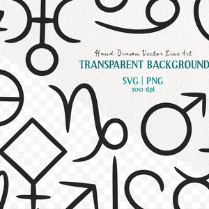 37 Cosmic Symbols Clipart. Zodiac Signs Vector Graphics. Planet Icons ...