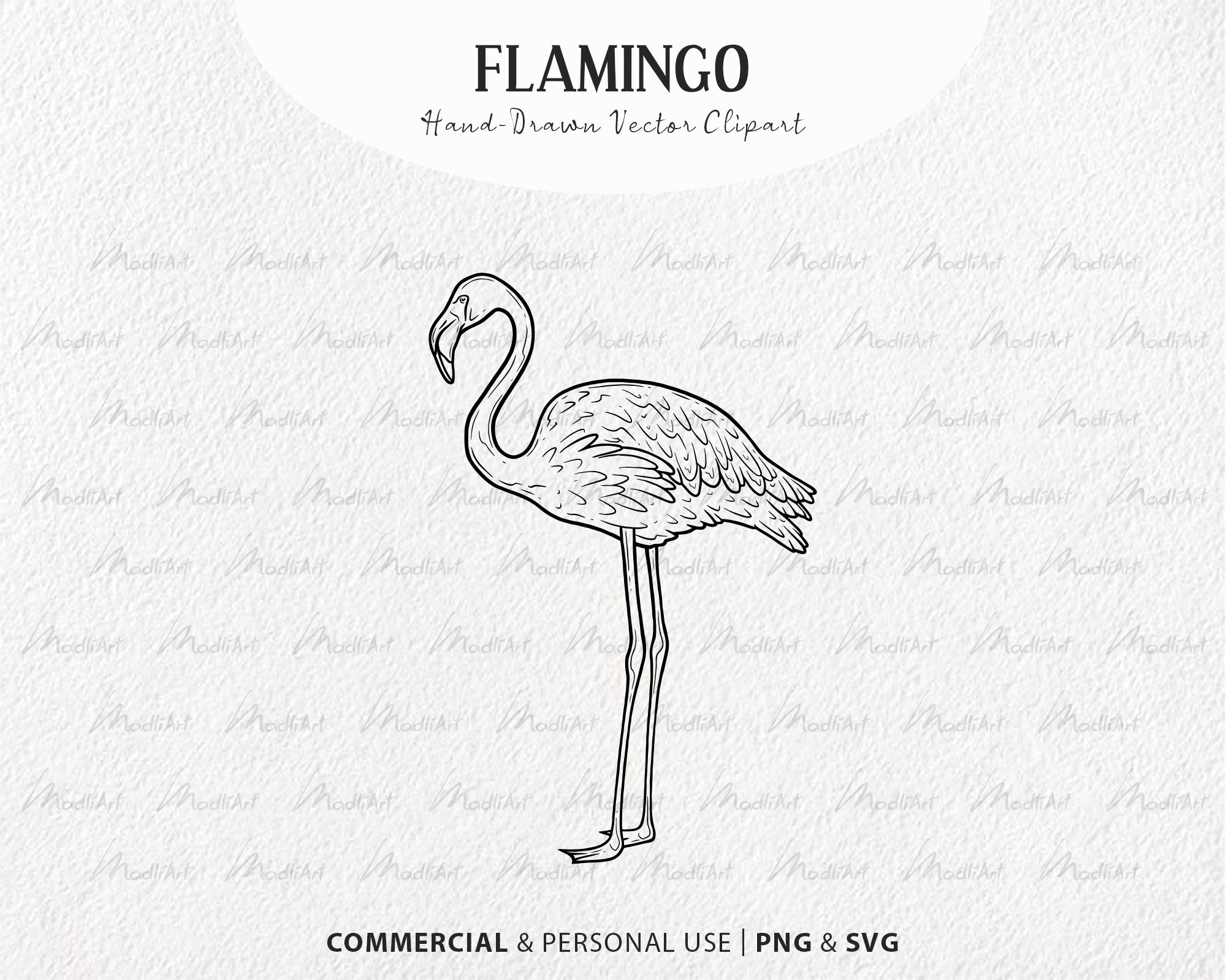 Flamingo Vector Clipart. Hawaii Bird SVG Outline. Tropical Flamingo ...