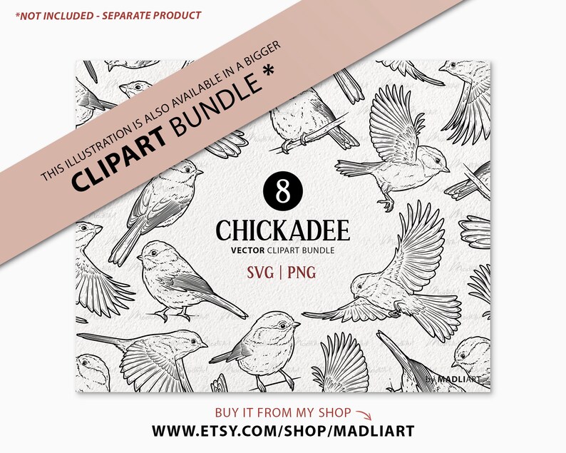 Chickadee SVG Clipart. Small Bird Vector Art. Flying Bird Outline ...