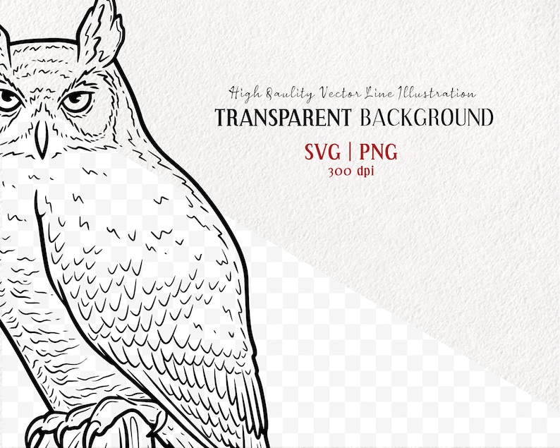 Horned Owl Vector Clipart. Forest Owl Artwork. Sitting Bird - Etsy