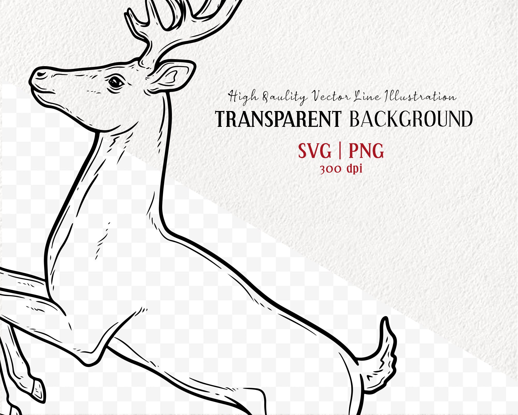 Reindeer SVG Clipart. Running Rudolph Outline. Christmas Deer Vector ...