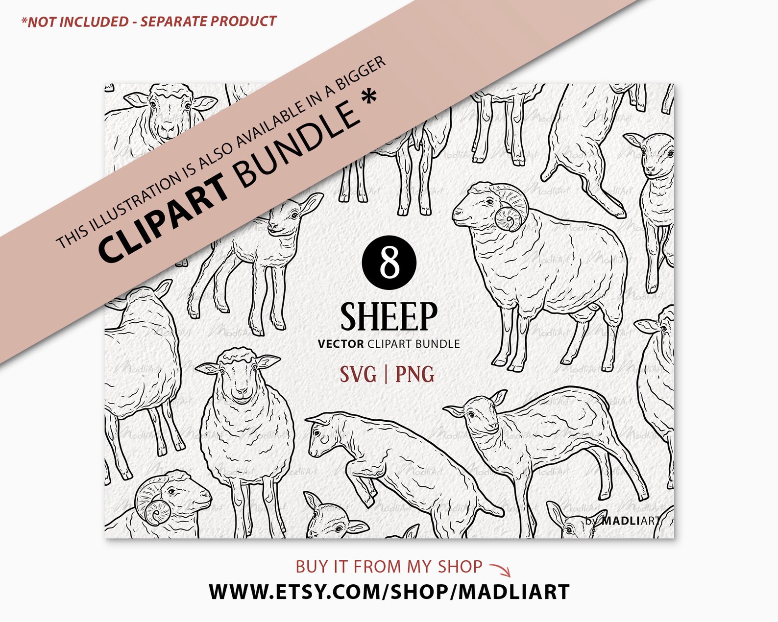 Sheep SVG Clipart. Sheep Vector Line Art. Farm Animal Drawing. - Etsy
