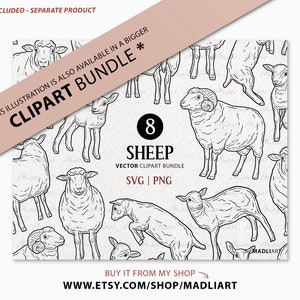 Lamb SVG Clipart. Sheep SVG Line Art. Farm Animal Drawing. Baby Sheep ...