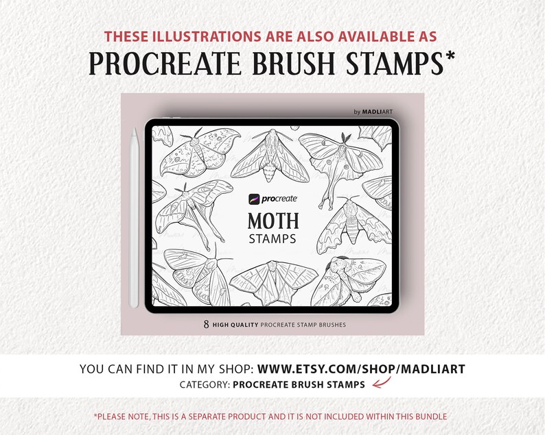 Moth Vector Clip Art Bundle. 8 Celestial Butterfly Stamps. - Etsy