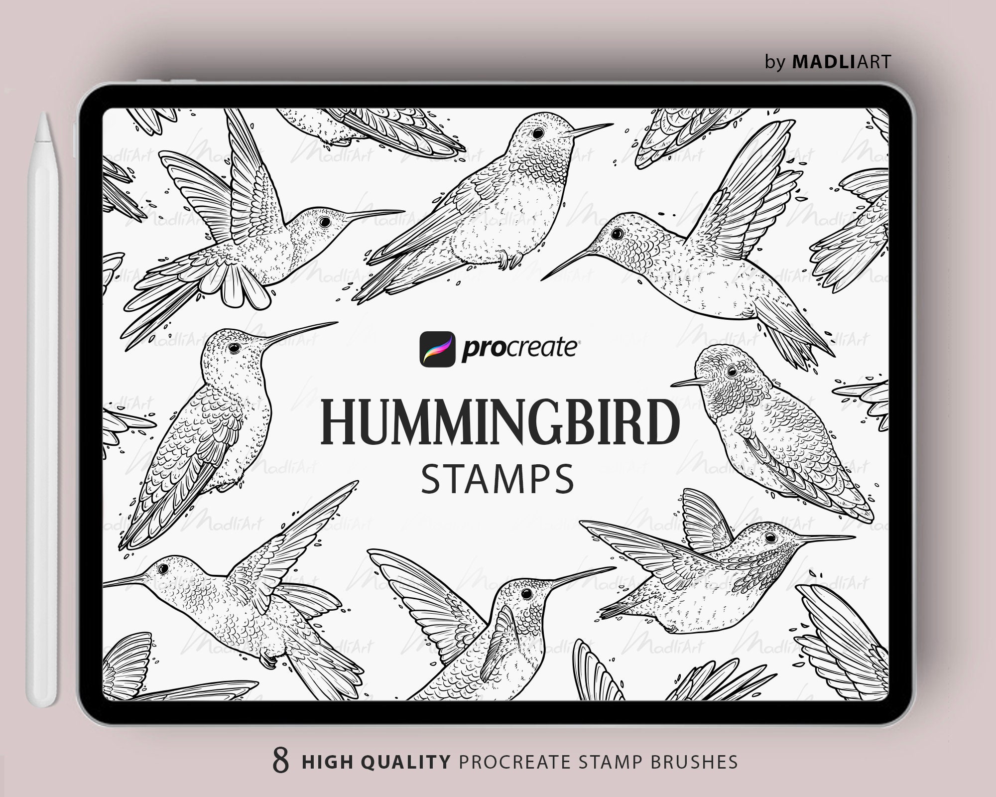 8 Procreate Hummingbird Stamps. Small Bird Tattoo Design. - Etsy