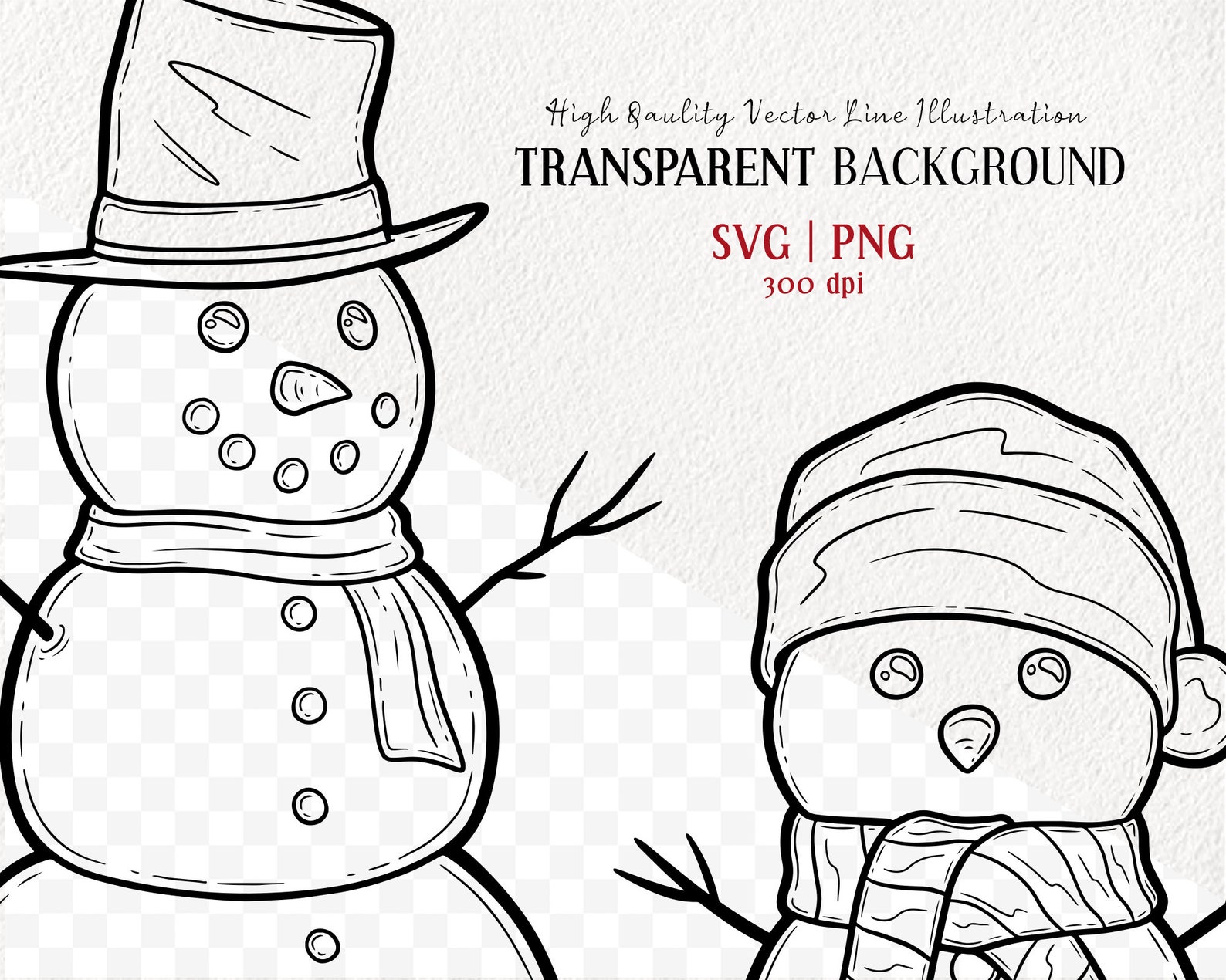 Christmas Snowman SVG Clipart Bundle. Snowman Family Vector Line Art ...