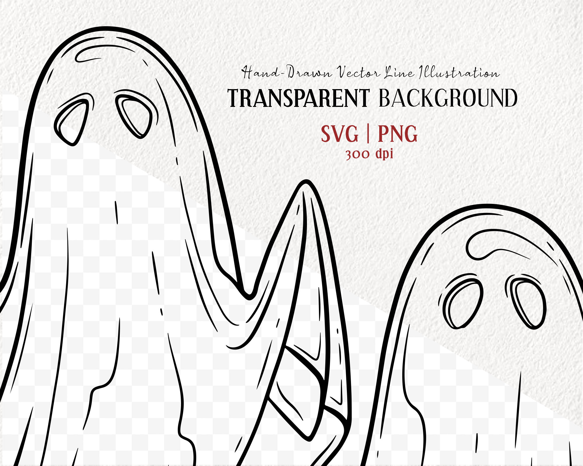 Cute Ghosts SVG Clipart Bundle. 2 Spooky Halloween Vector Drawings ...