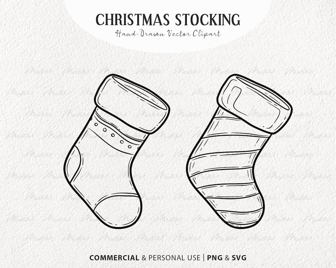 Christmas Stocking Vector Clipart. Holiday Sock SVG Outline. - Etsy