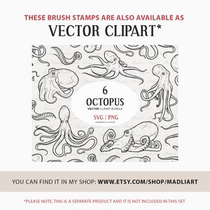 6 Procreate Octopus Stamps. Octopus Tattoo Design. Ocean - Etsy