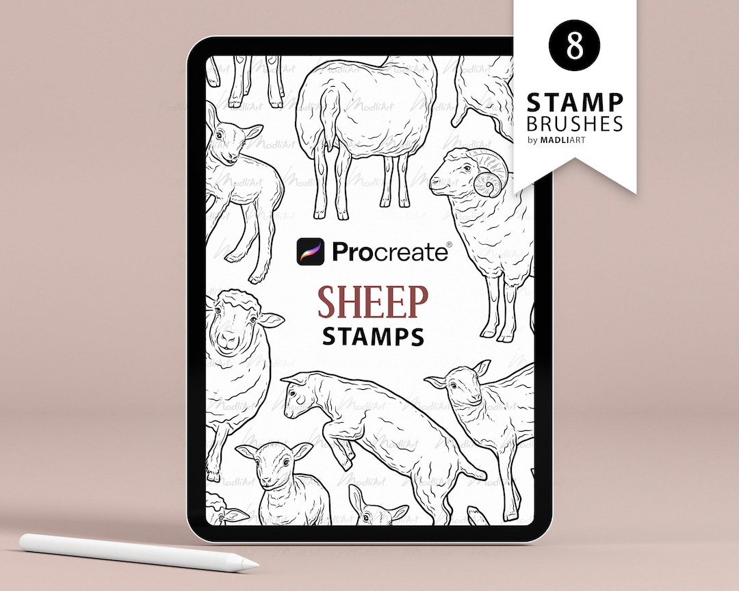 8 Sheep Procreate Stamps. Sheep Tattoo Design. Farm Animal Stamp ...