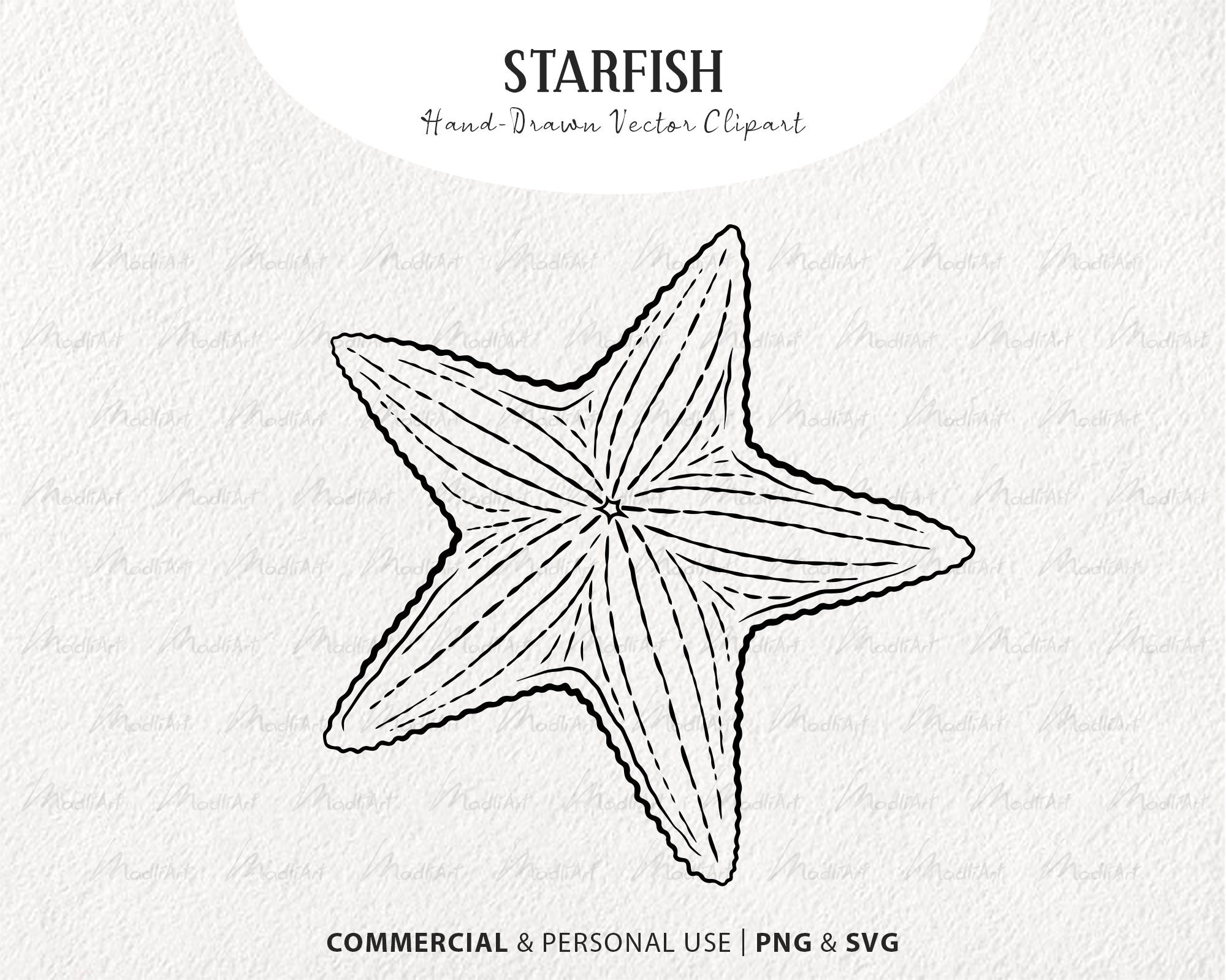 Starfish SVG Clipart. Ocean Seashell Vector Line Drawing. Nautical Ocean Decor. Beach Sea Shell ...