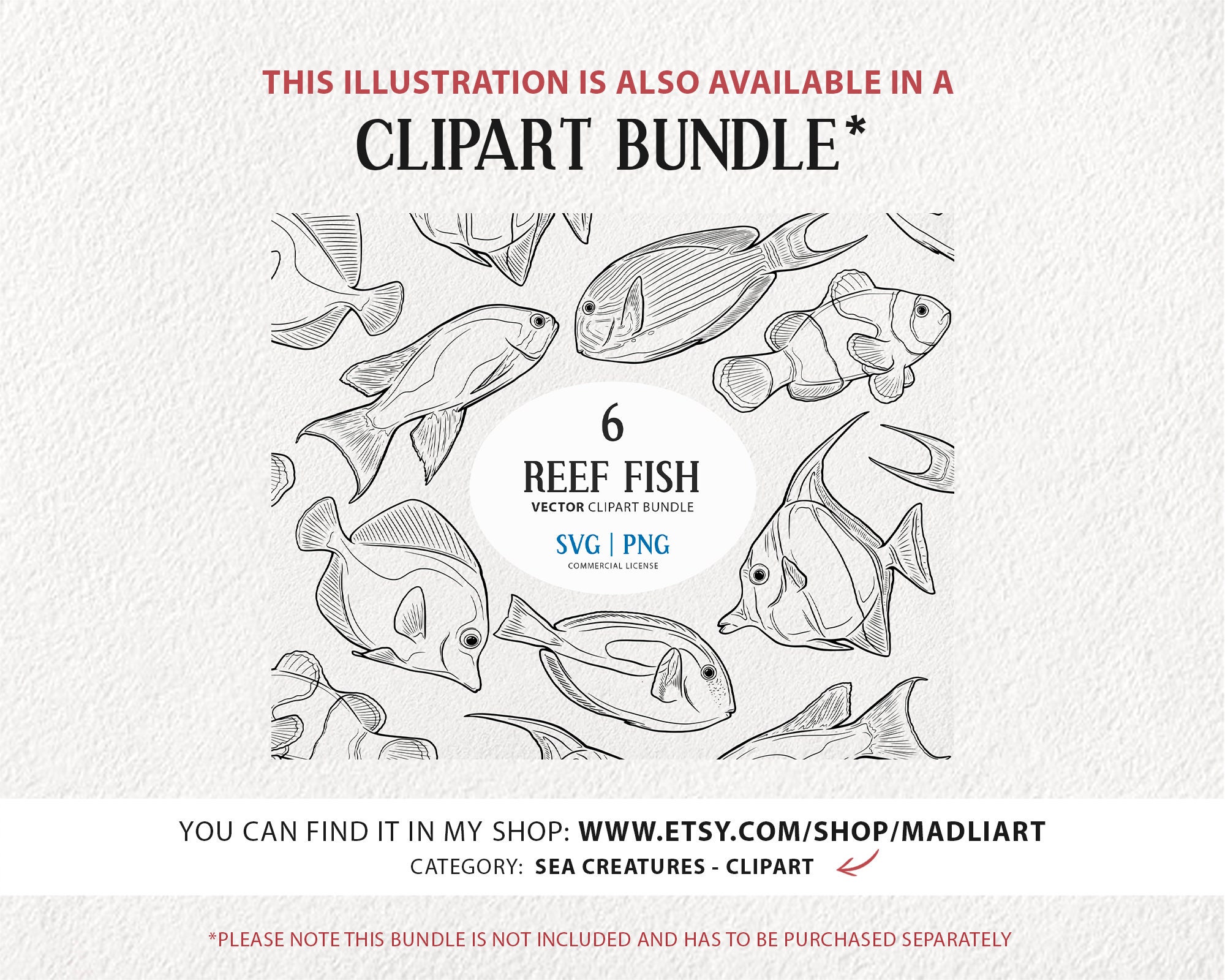 Clownfish Vector Clipart. Coral Reef Fish SVG Drawing. Ocean Fish Line ...