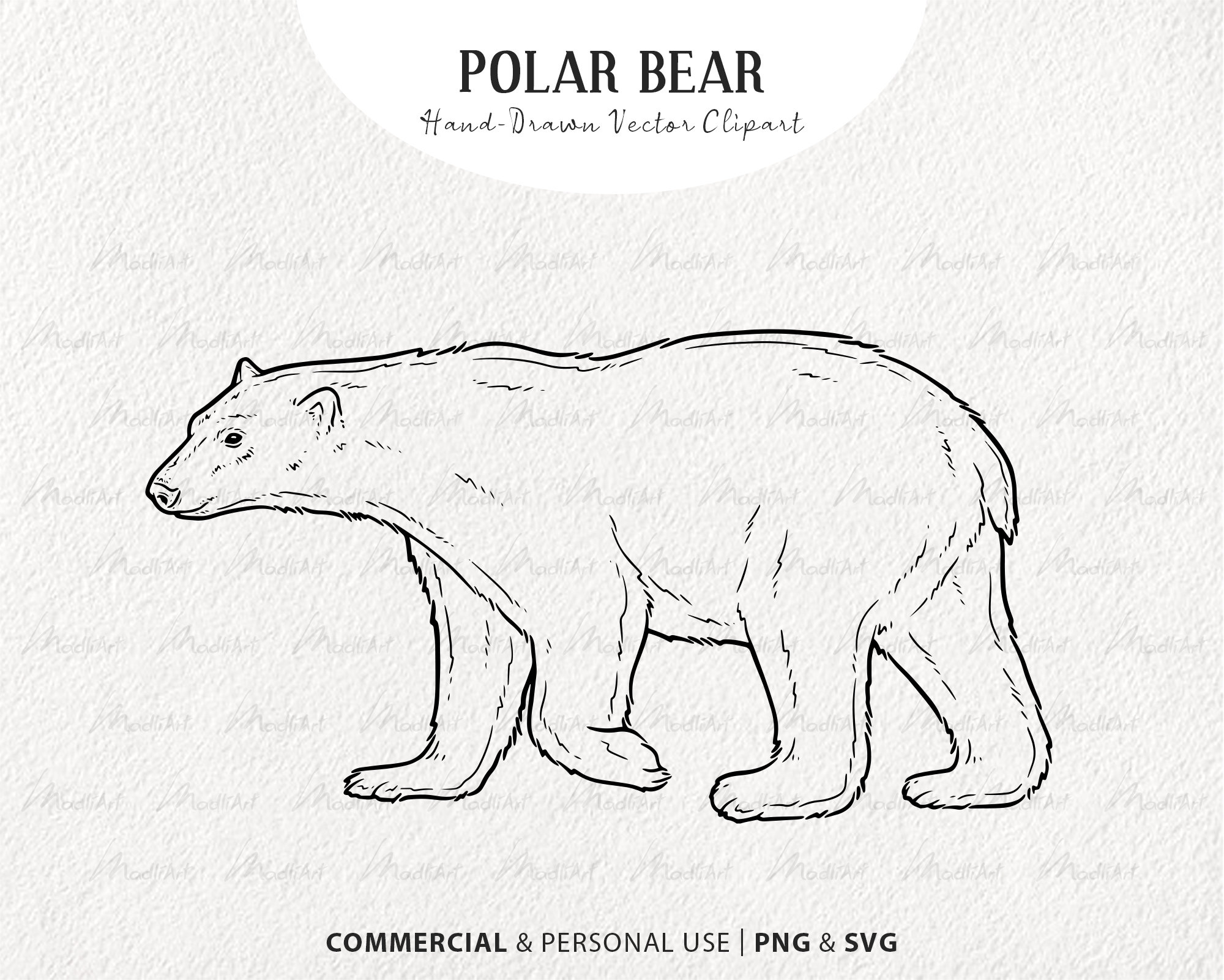 Polar Bear SVG Clipart. Winter Bear Vector Outline. Ice Bear Drawing ...
