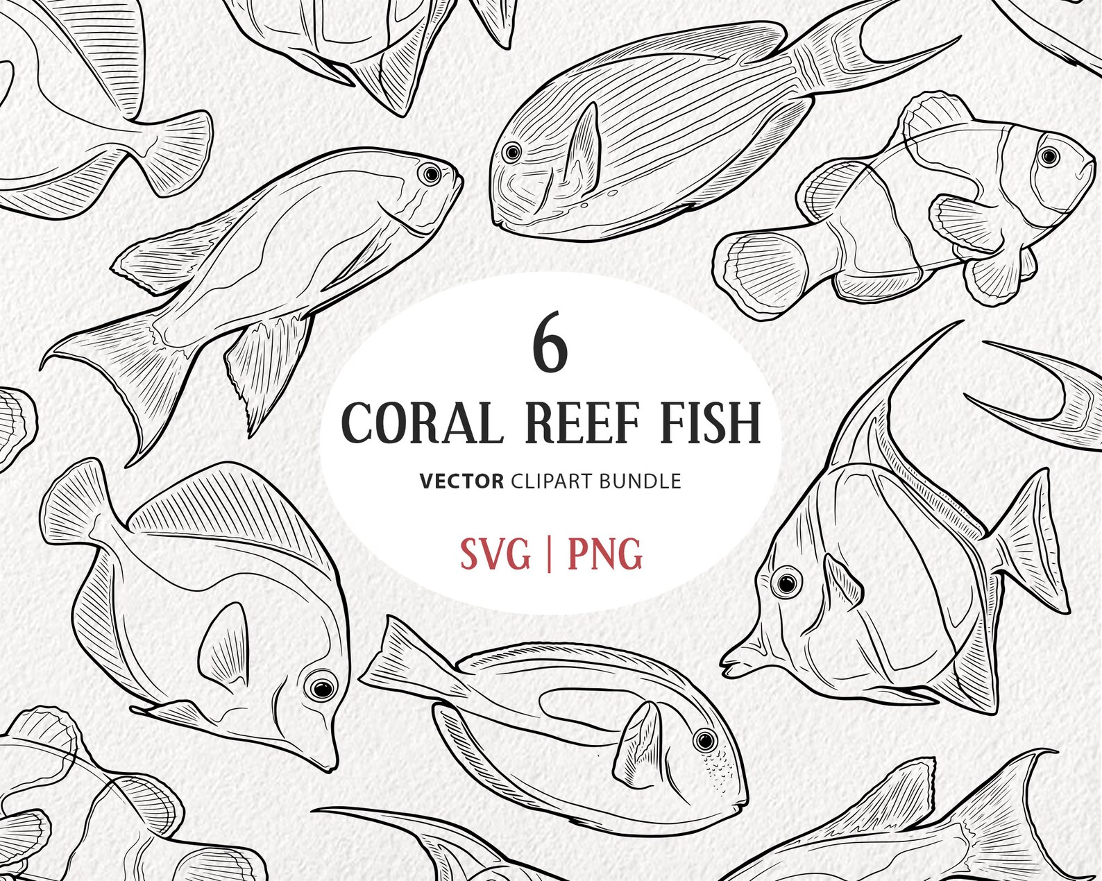 Coral Reef Fish Clipart Bundle. Ocean Vector Artwork Set. - Etsy
