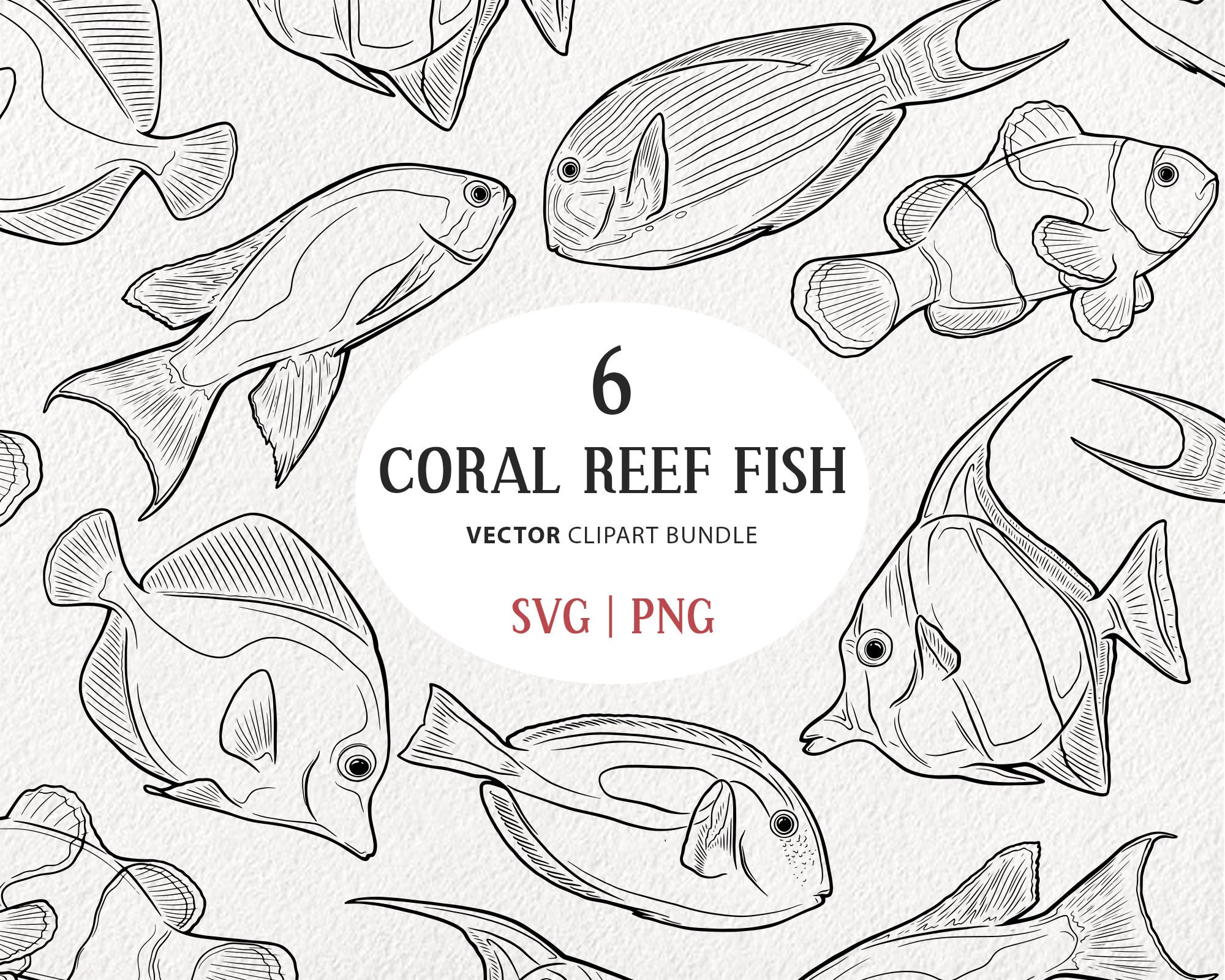 Coral Reef Fish Clipart Bundle. Ocean Vector Artwork Set. - Etsy