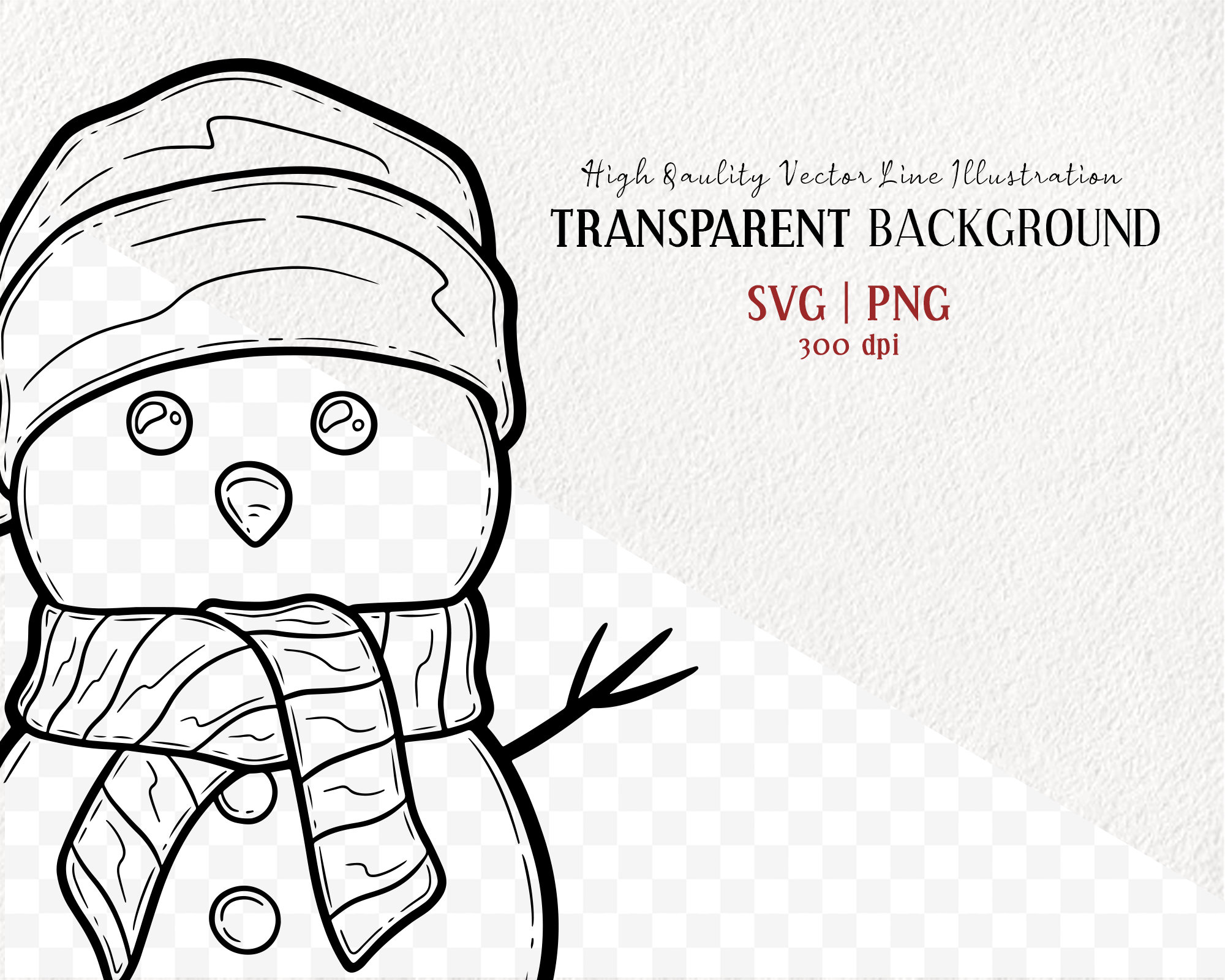 Christmas Snowman SVG Clipart. Cute Snowman Boy Vector Line Art. Snowy ...