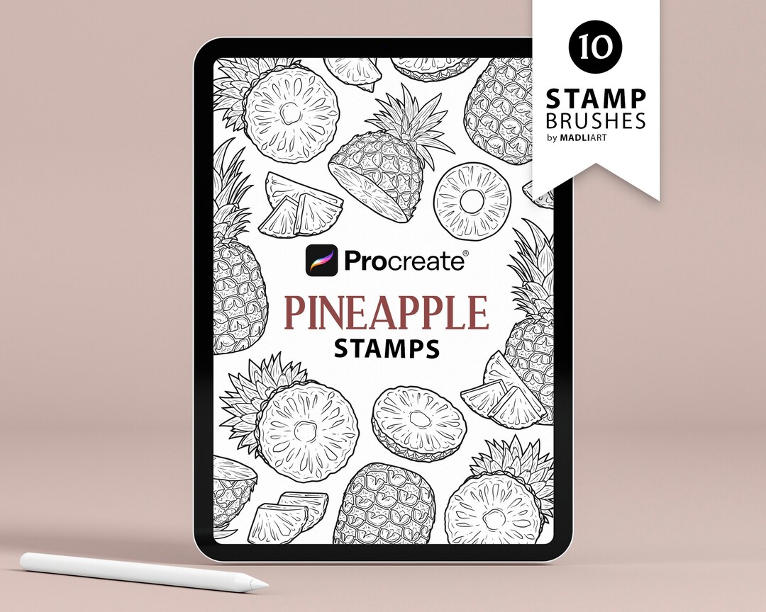 10 Pineapple Procreate Stamps. Pineapple Tattoo Art. Hawaii Holiday ...