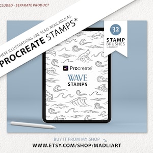 32 Waves Vector Clipart. Hand Drawn Wave Line Graphics. Beach Sea Art ...