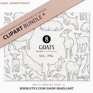 Goat SVG Clipart. Goat Vector Line Art. Farm Animal Drawing. Cute Goat ...