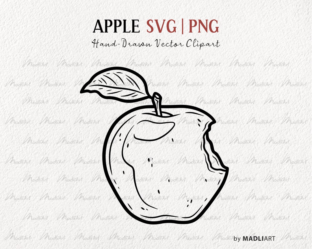 Apple Bite SVG Clipart. Apple Vector Line Art. Autumn Apple Fruit Line ...