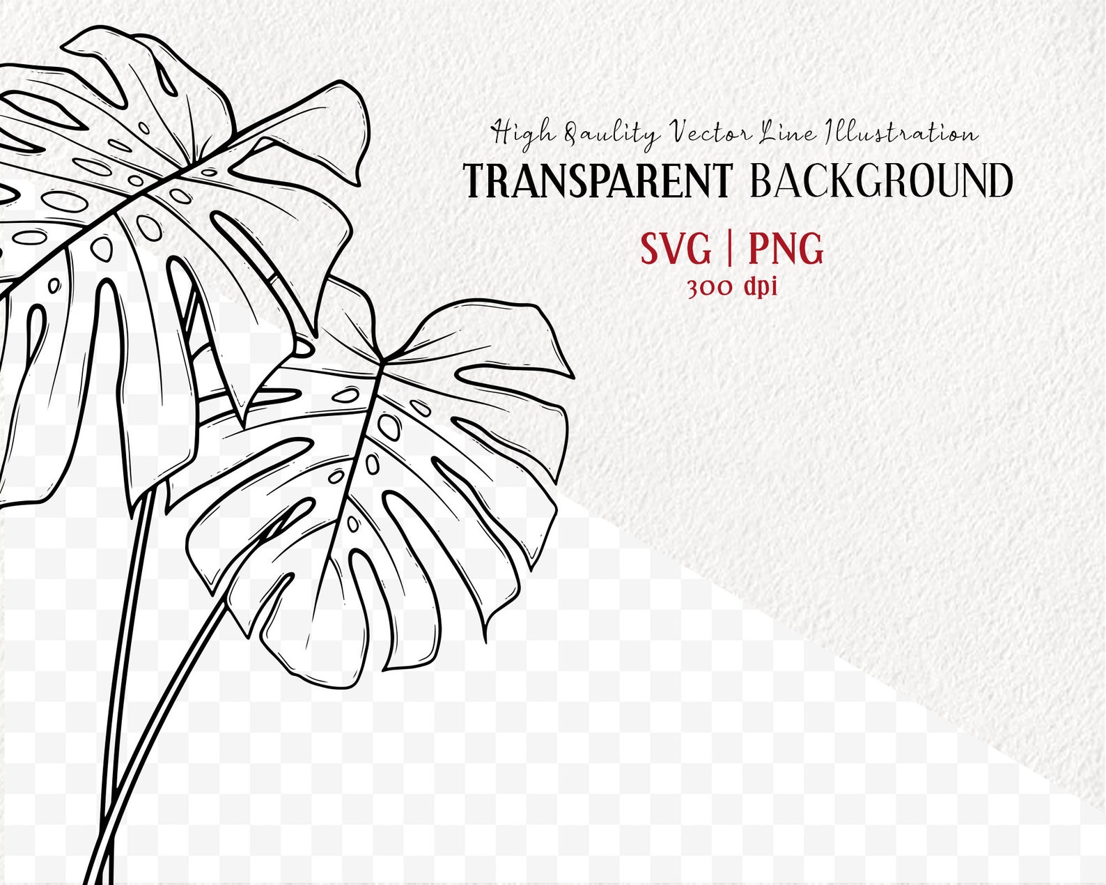 Monstera Leaf SVG Clipart. Tropical Leaf Line Art. Botanical Vector ...