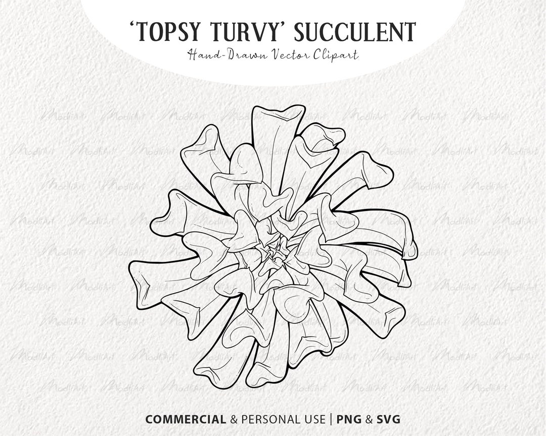 Topsy Turvy Succulent SVG Clipart. Desert Plant Vector Artwork. Simple ...