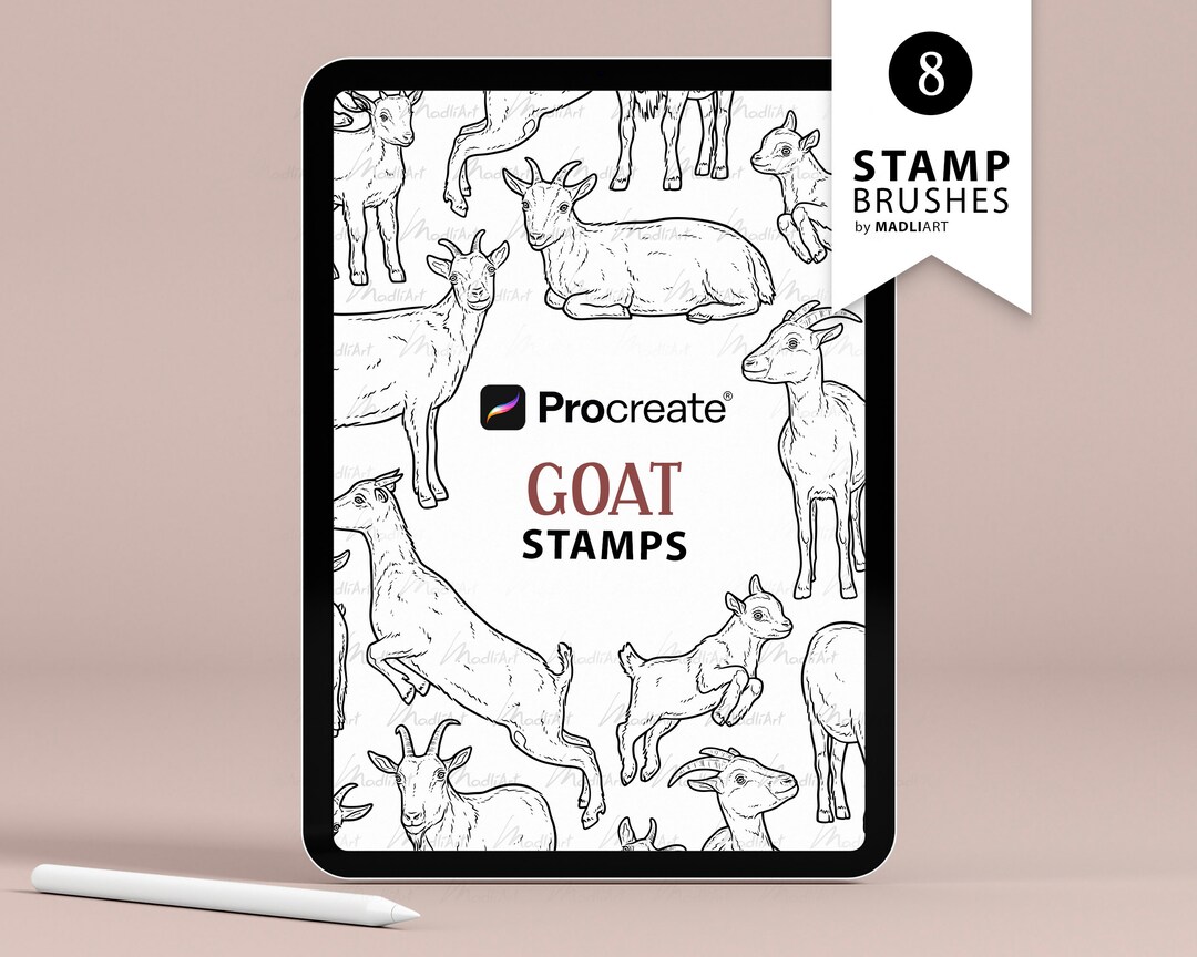 8 Goat Procreate Stamps. Goat Tattoo Design. Farm Animal Stamp Brushes ...