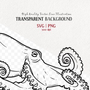 Octopus SVG Clipart. Kraken Vector Line Art. Octopus Vector Tentacles ...