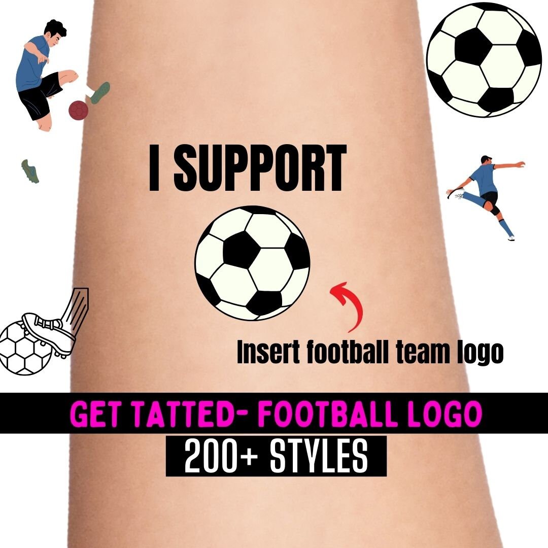 Football Team Logo Temporary Tattoos, Football Club Logo Tattoo, Party ...