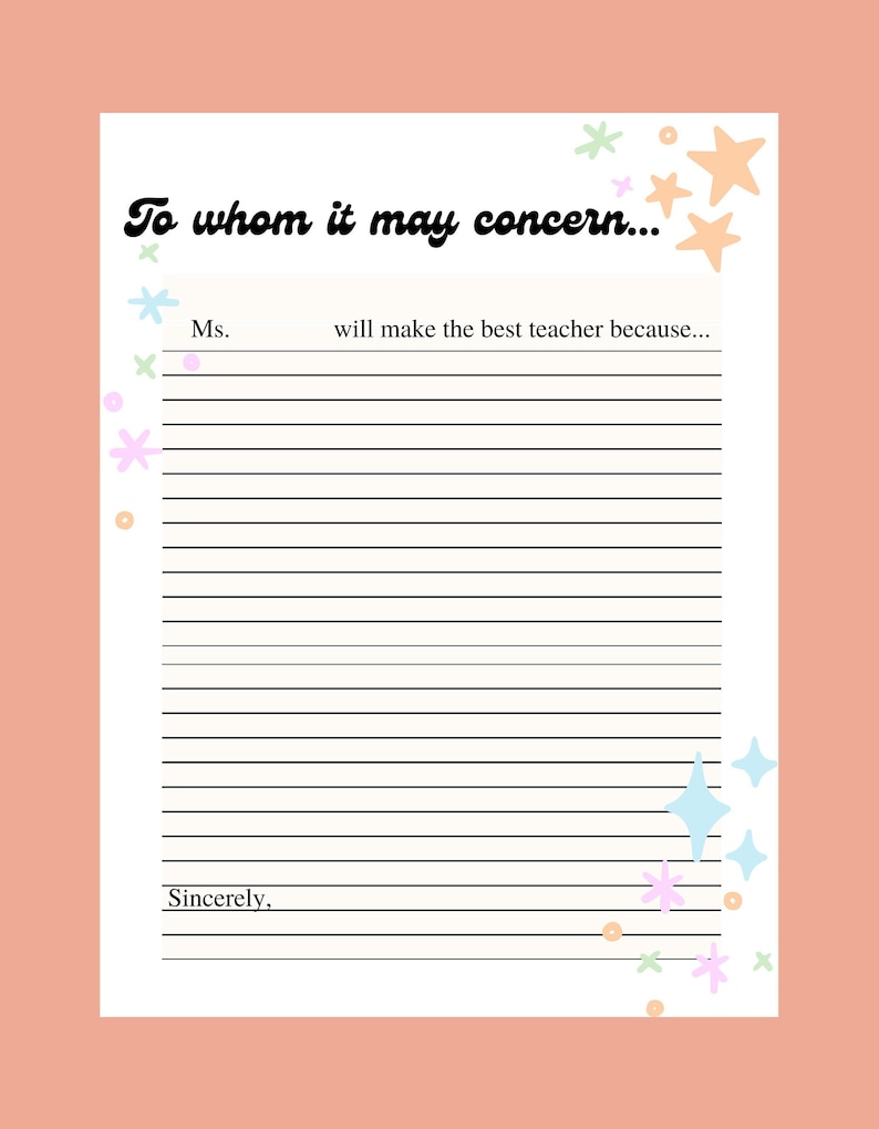 Student Letter of Recommendation - Etsy