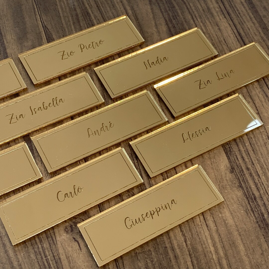 Elegant Placeholders in Plexiglass Mirror for Wedding Rectangular Shape ...