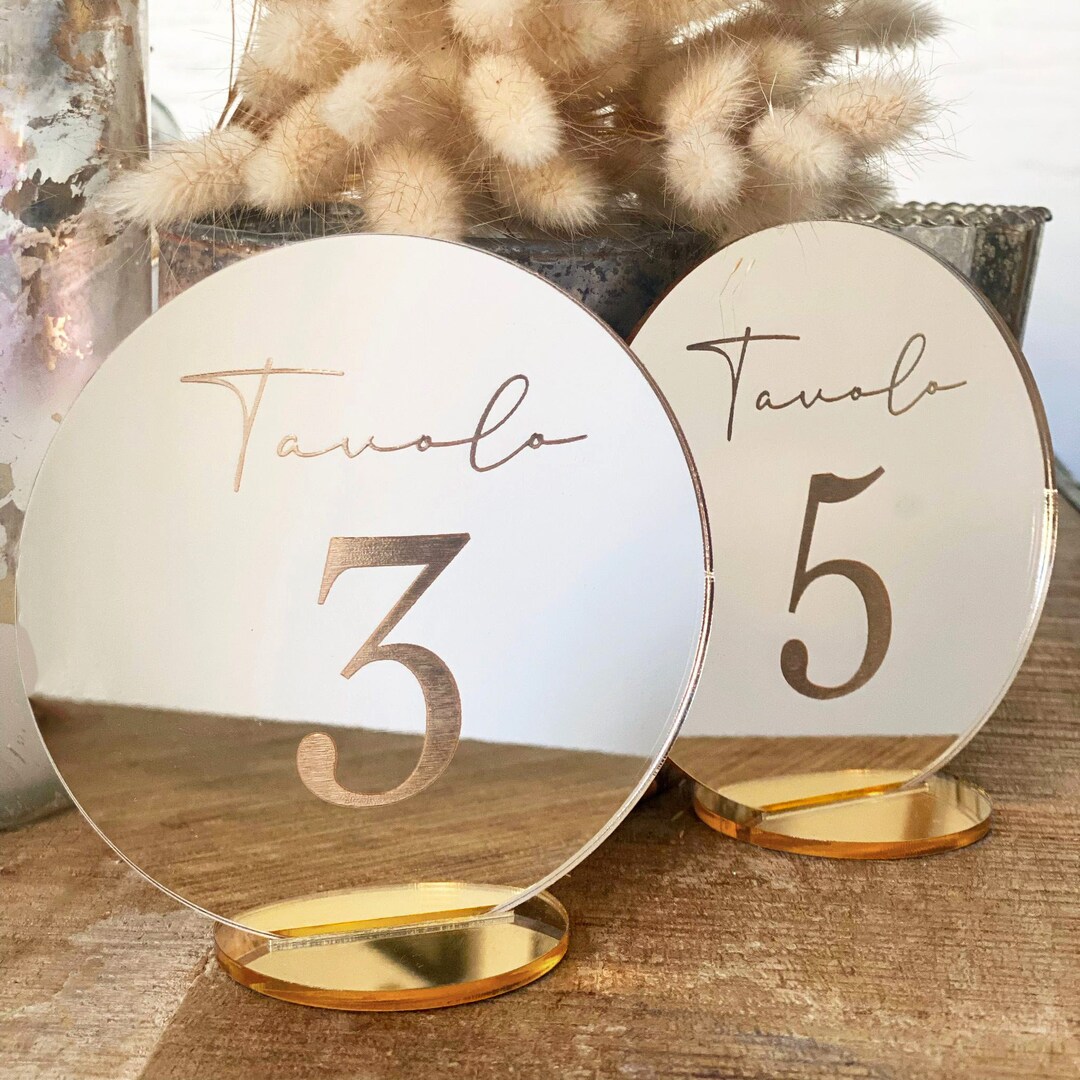 Gold Mirror Plexiglass Table Numbers for Wedding - Table Numbers - Etsy