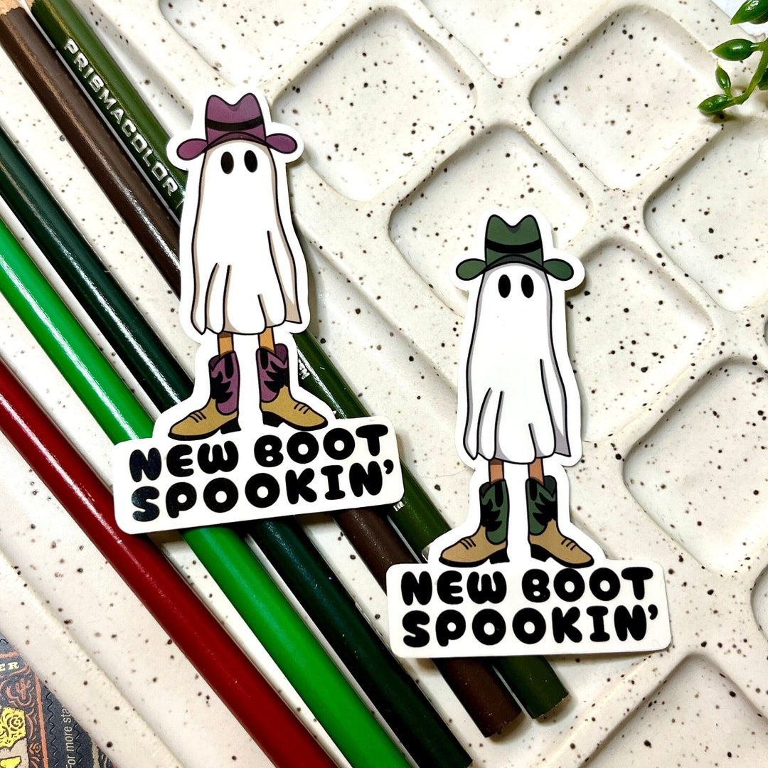 New Boot Spookin' Funny Ghost Sticker | Halloween Water Bottle Sticker ...