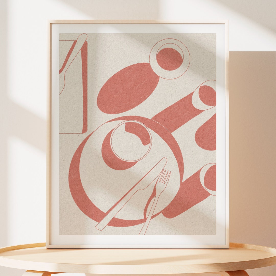 Monochrome Pink Still Life Artwork for Dining Room, Kitchen, and Living ...