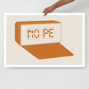 Nope O'clock Art Print: Funny Monochromatic Orange Wall Decor - Etsy