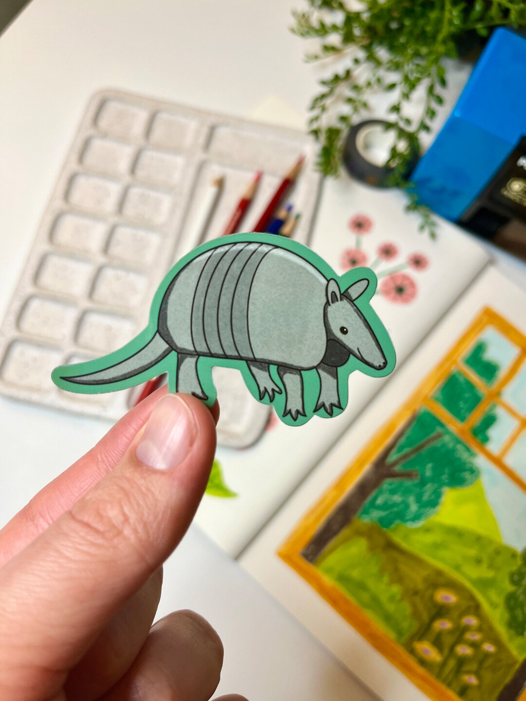 Armadillo Sticker Waterproof | Armadillo Art Waterproof Sticker ...