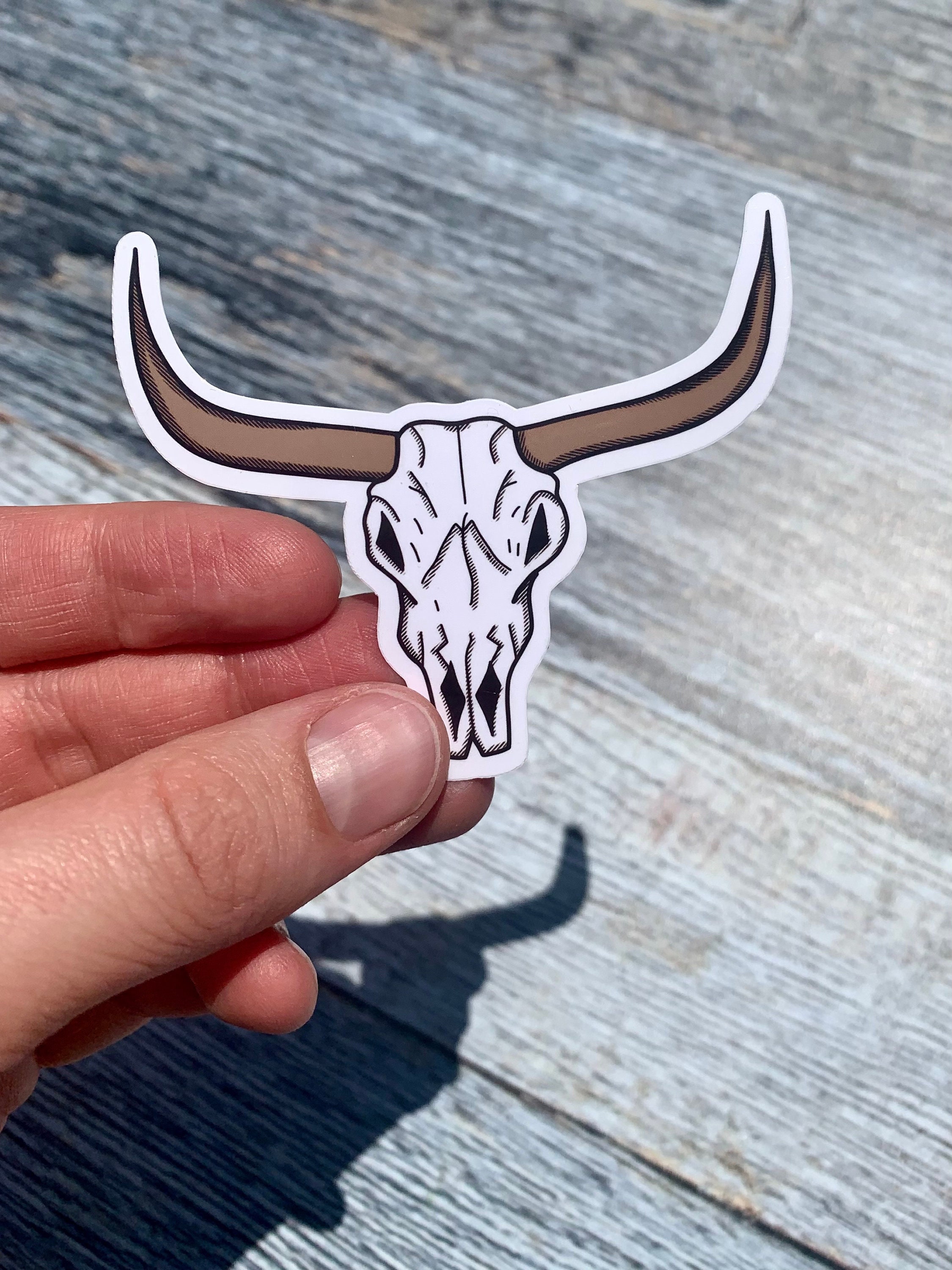 Longhorn Skull Waterproof Sticker: Bull Animal Laptop Decal - Etsy