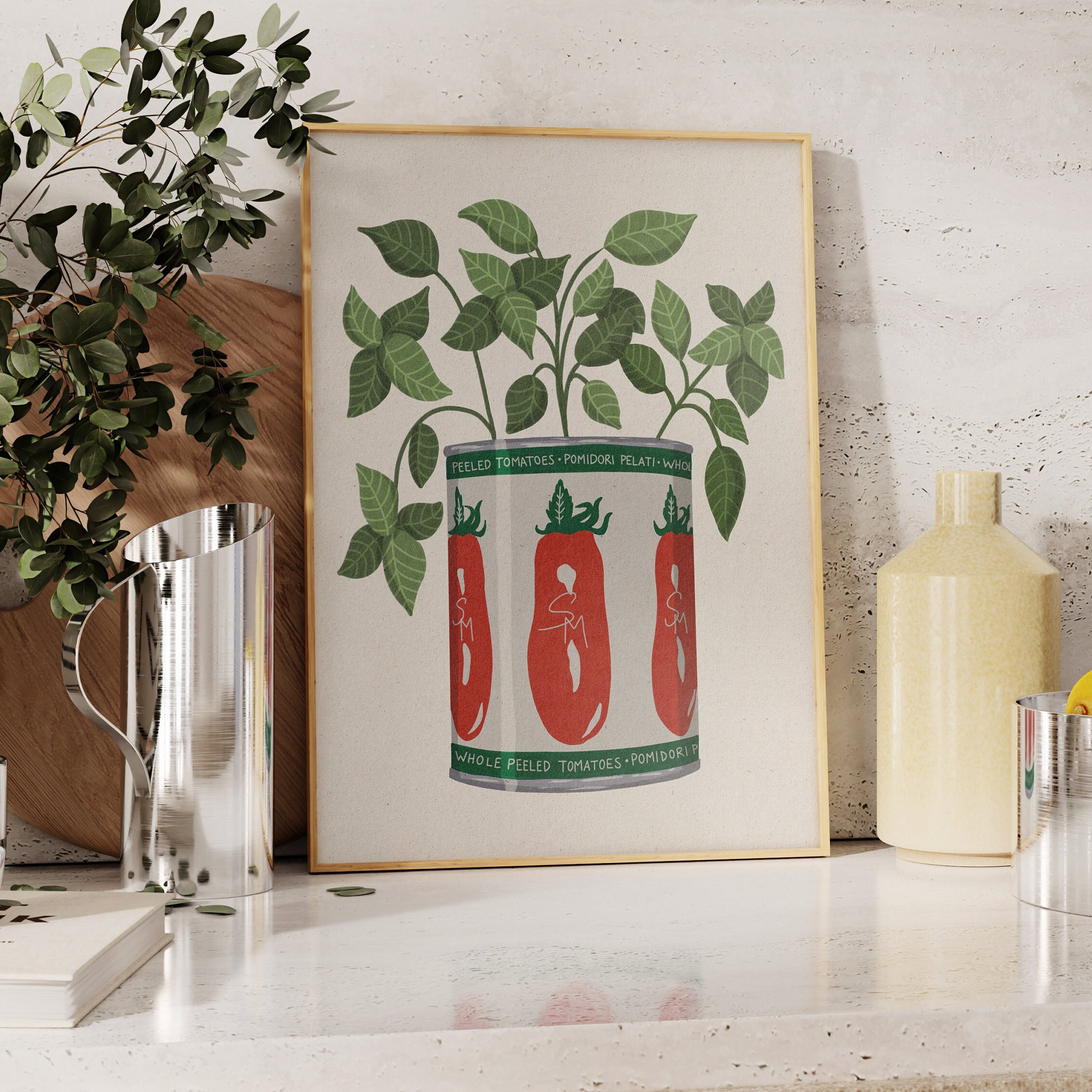 Tomato Basil Botanical Art Print: Kitchen Foodie Poster - Etsy
