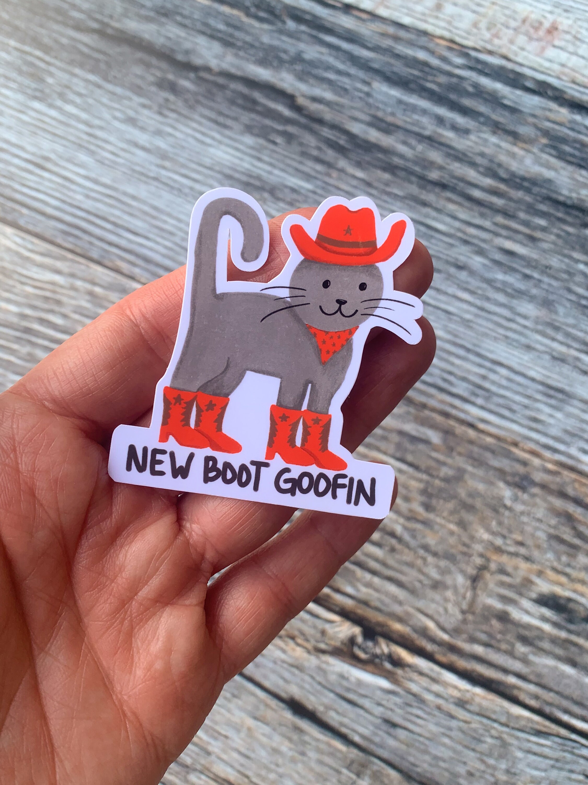 New Boot Goofin' Cowboy Cat Sticker Cat Cowboy Sticker - Etsy