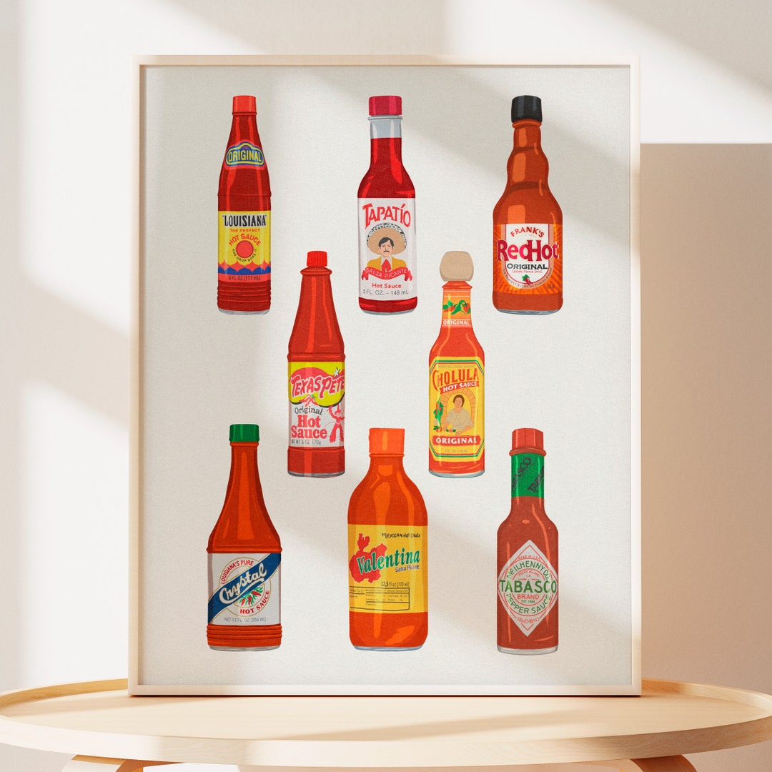 Hot Sauce Brands Art Print: Kitchen Quirky Poster - Etsy