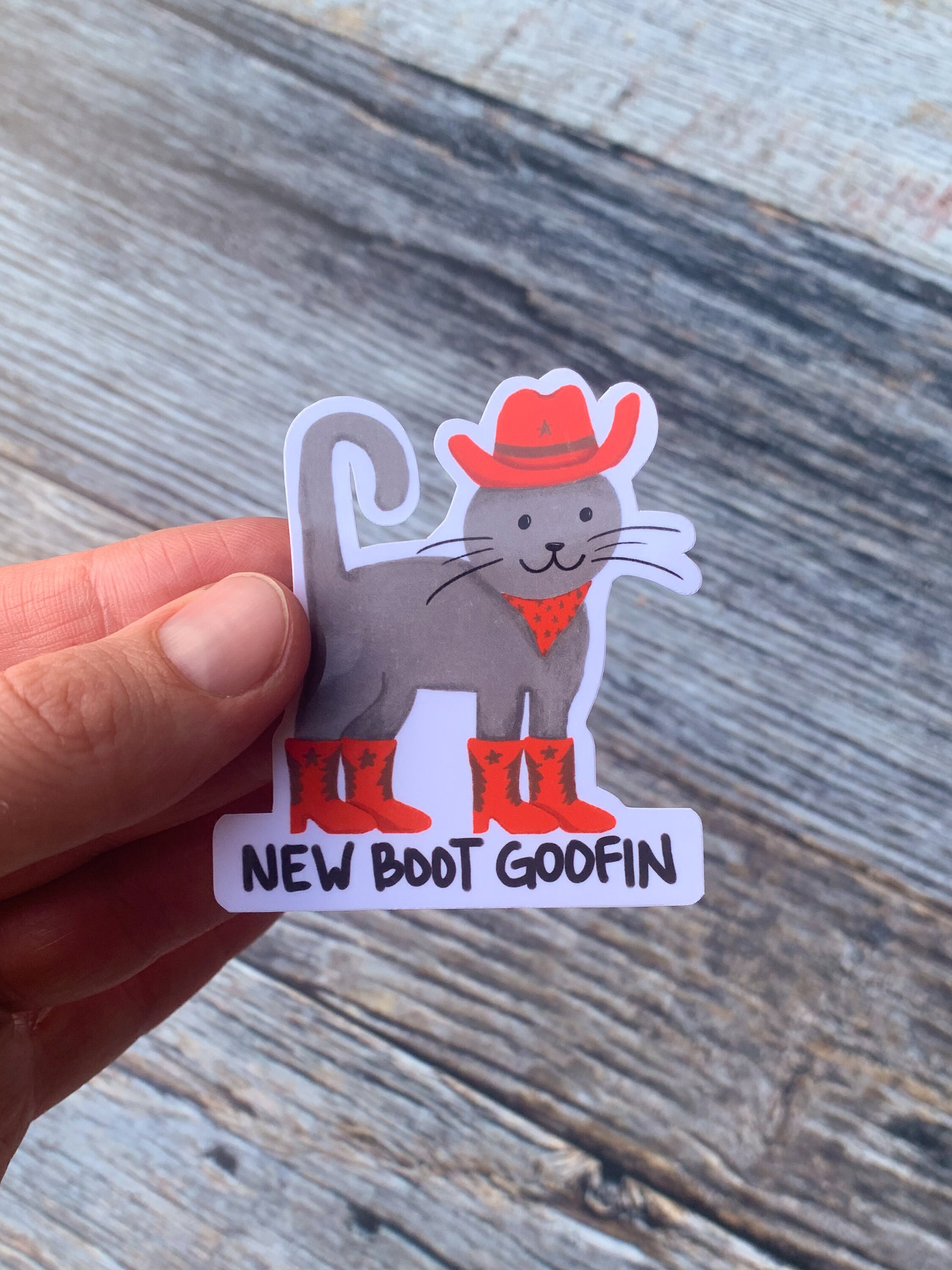 New Boot Goofin' Cowboy Cat Sticker Cat Cowboy Sticker - Etsy