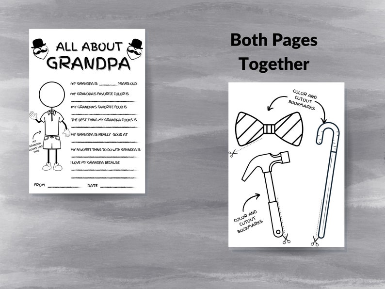 Kids DIY Father's Day Gift for Grandpa, Downloadable All About Grandpa ...