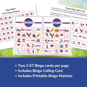 Patriotic Bingo Cards, 4th of July Bingo, 30 Printable 5 X 7 Bingo ...