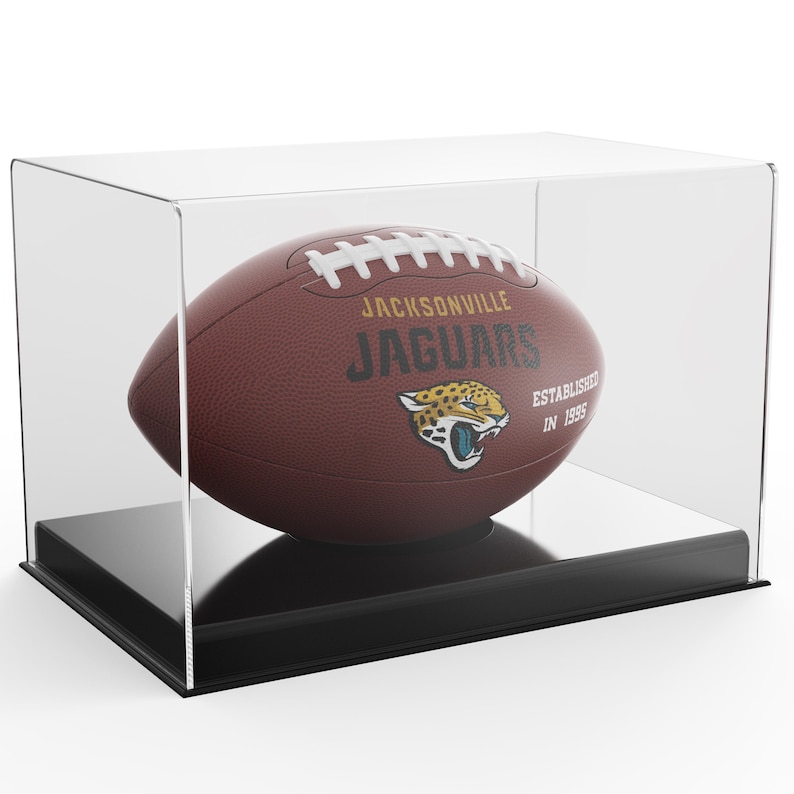 Full Size Football Acrylic Display Case With Black Acrylic Base ...