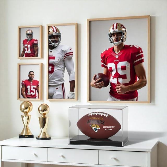 Full Size Football Acrylic Display Case With Black Acrylic Base ...