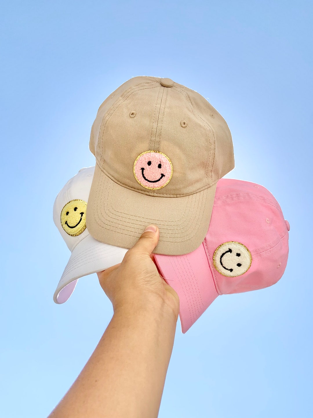 Baseball Cap With Happy Face Patch, Baseball Caps, Baseball Hats, Hats ...